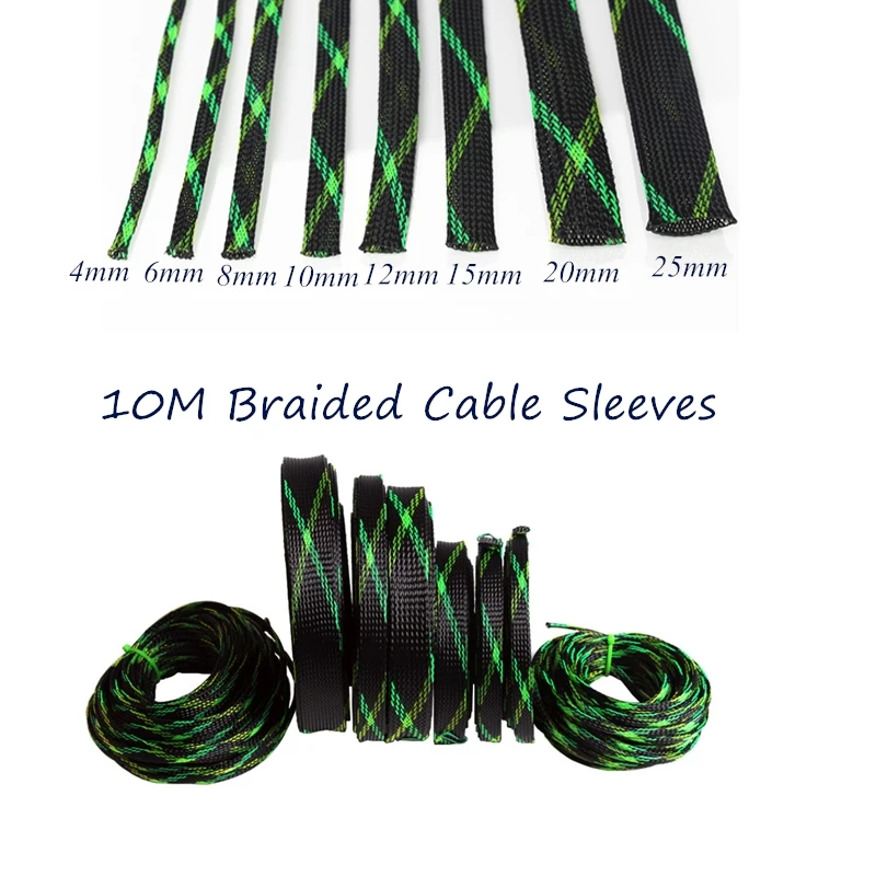 Gaine de Protection tressée pour câbles de 10M, gaine d'isolation noire ...