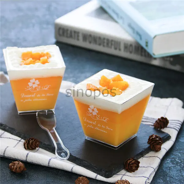 10pcs Transparent plastic trapezoidal shape mousse cup, cake tray ...