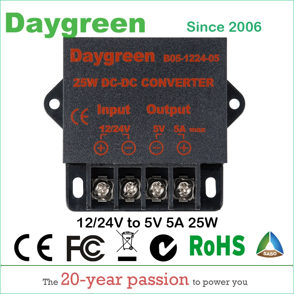 20PCS 12V 24V to 5V 5 แอมป์ 25W DC DC Converter รถ Step Down ลด ...