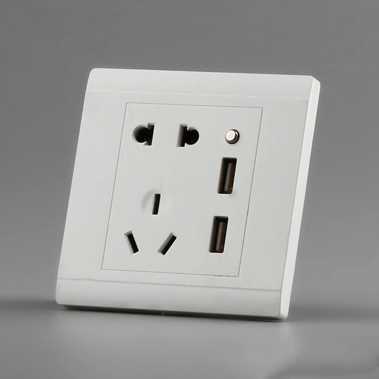 White 2 Port USB charging socket Electric Wall Charger Dock Station ...