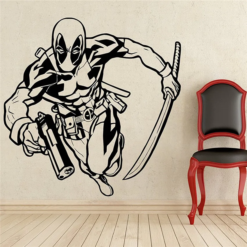 New Arrival Deadpool Wall Decal Superhero Vinyl Sticker Wall Decor ...