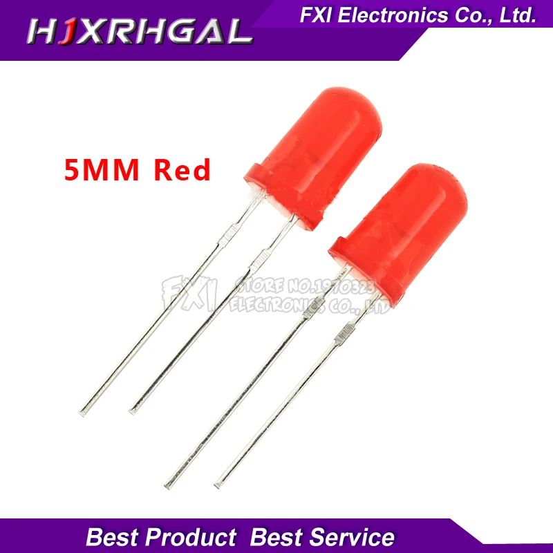100 stücke Rot licht emittierende Weiß drehen Rot 5mm led neue original ...