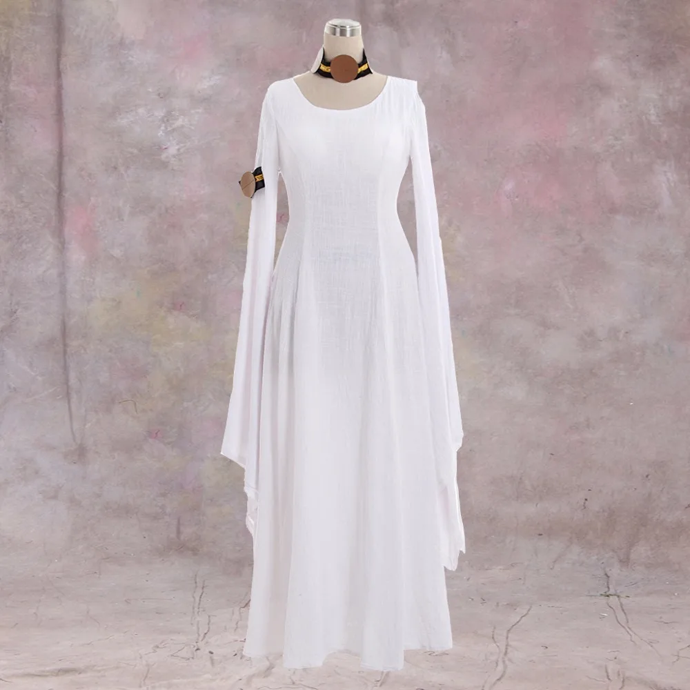 Vintage White Medieval Central Cosplay Dress Europ Retro Women Cosplay ...