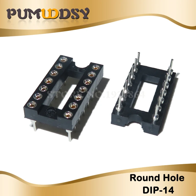 10pcs Round Hole 14 Pins 2.54MM DIP DIP14 IC Sockets 14 PIN 2.54 Adaptor Solder Type IC ...