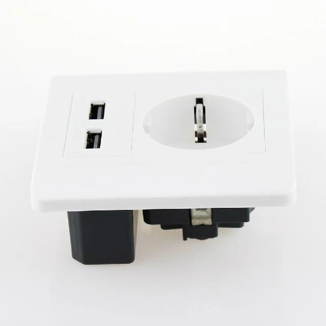 EU Double Way Europe Standard 2.1A Dual USB Charging Ports Wall Socket ...