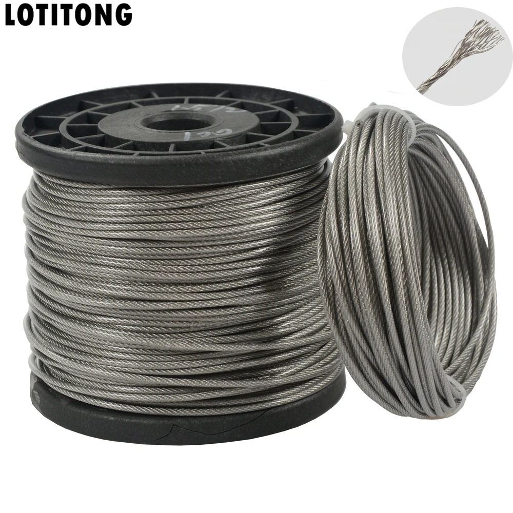 10M 70LB 368LB fishing steel wire line 7x7 strands Trace Coating Wire ...