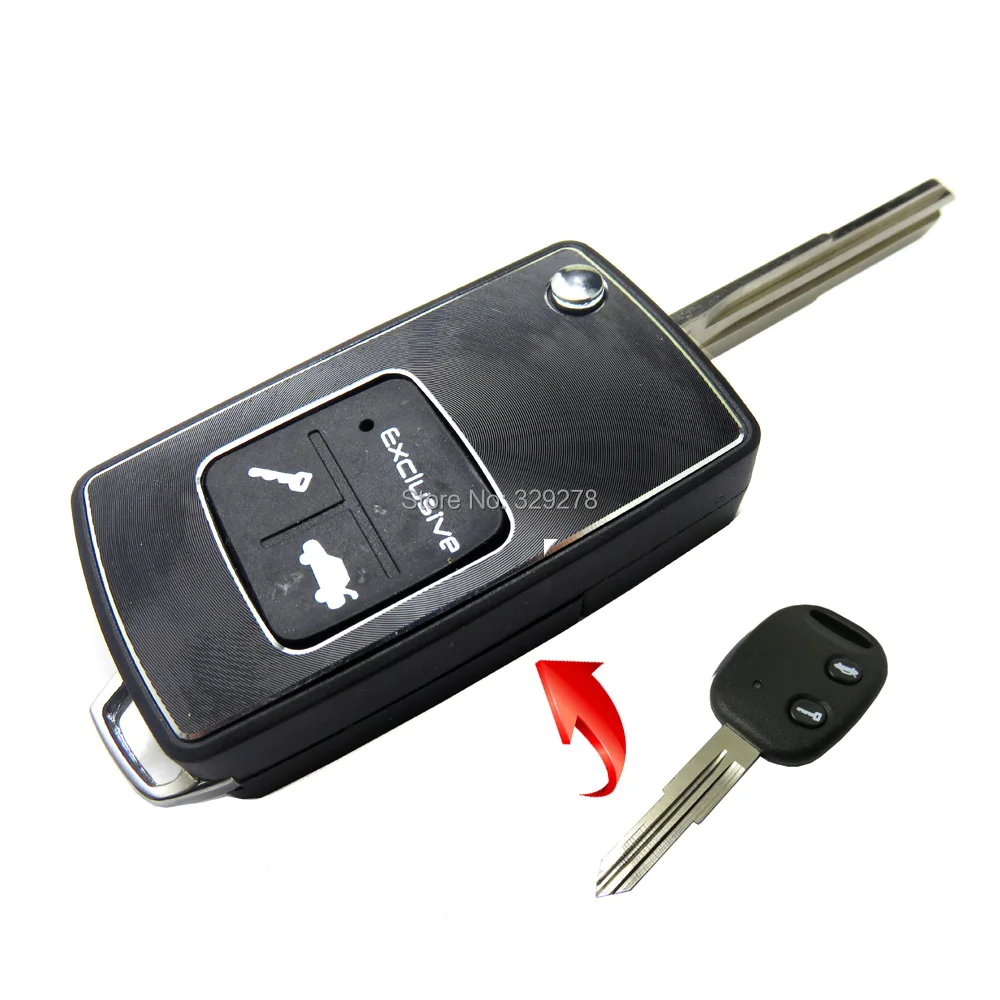 10pcs/lot 2 Buttons Uncut Blade Modified Remote Blank Car Key Shell For ...