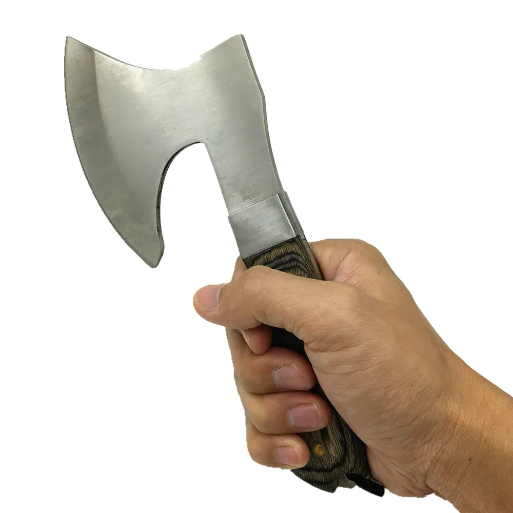 Stainless Steel Chopping Meat Bones Survival Axe Camping Fire Hatchet ...