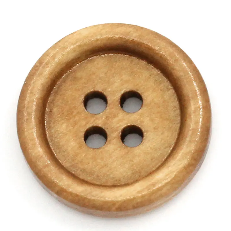 100 Uds DIY botones de costura de madera redondos marrón claro 4 ...