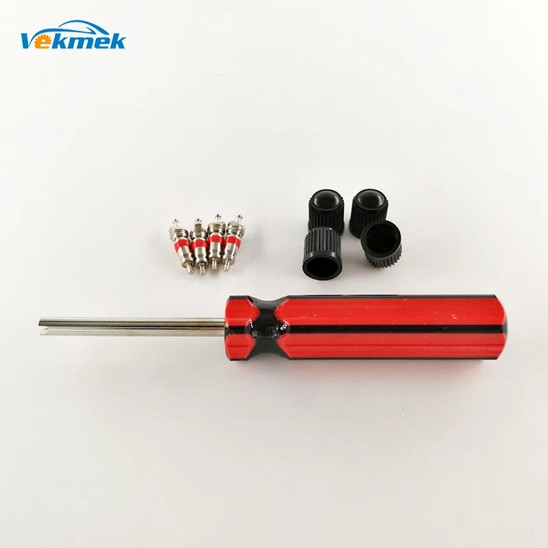 1 Set Tire Valve Service Kit 4 Valve Cores 4 Valve Caps 1 Valve Stem ...