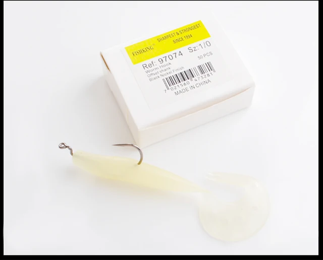 50 Pack Fishing Hooks 50pcs Offset Worm - 5 Sizes Assorted, Black/Red ...