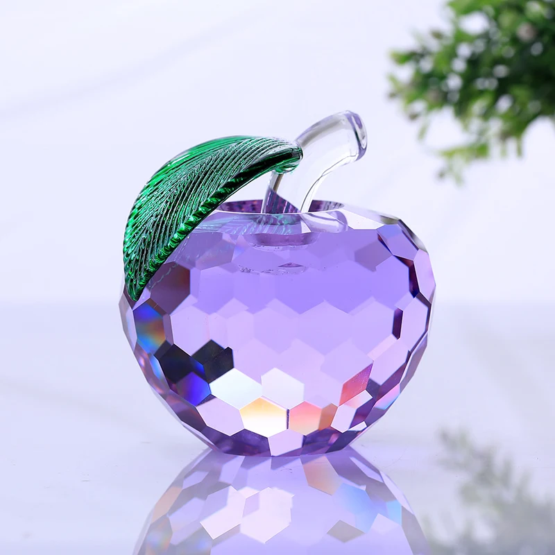 40mm purple Crystal Apple Paperweight Glass Paperweight Pretty Gifts ...