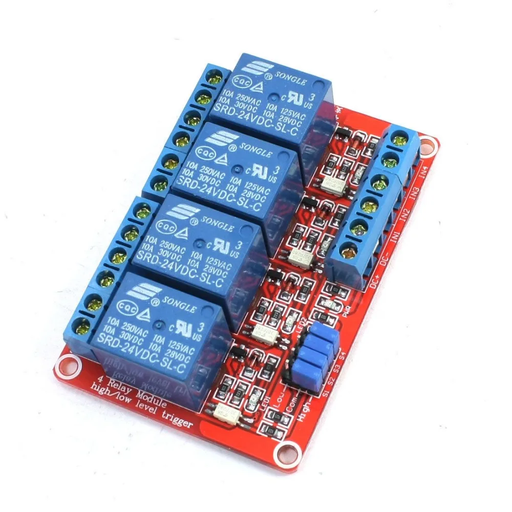 High Low Level Trigger 4channel Isolated Optocoupler Relay Module 24vdc ...