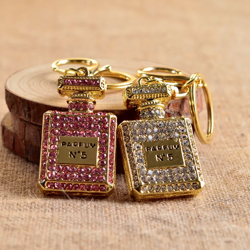 3d Keychain Car Luxury Crystal Rhinestones perfume bottle keychain key ...