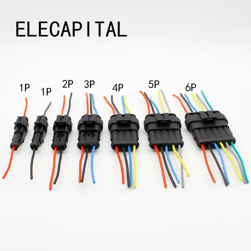 Auto Wire Connector 1 2 3 4 5 6 Way 1p 2p 3p 4p 5p Auto Connector Male & Female Waterproof ...