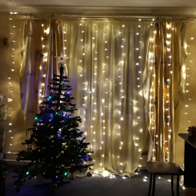 4.5M*3M 300 Leds Curtains Strip LED String Light Garlands Icicle Drop ...
