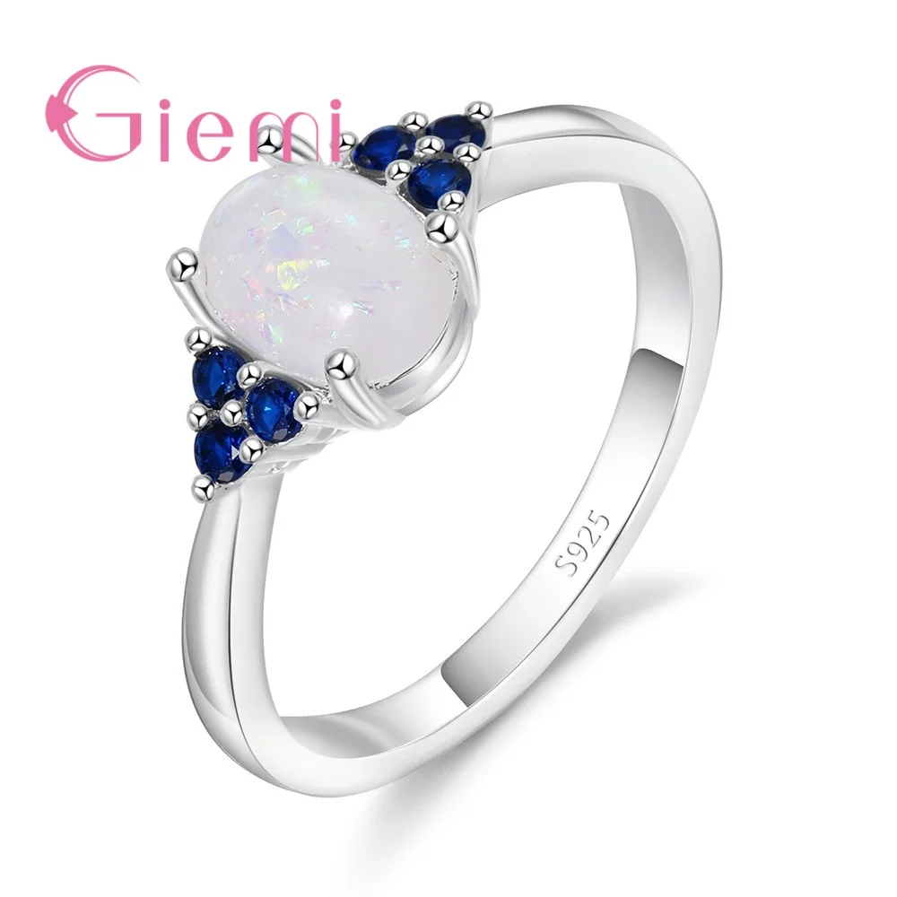 Trendy Fashion Jewelry Rings 925 Sterling Silver Clear Opal Rings ...