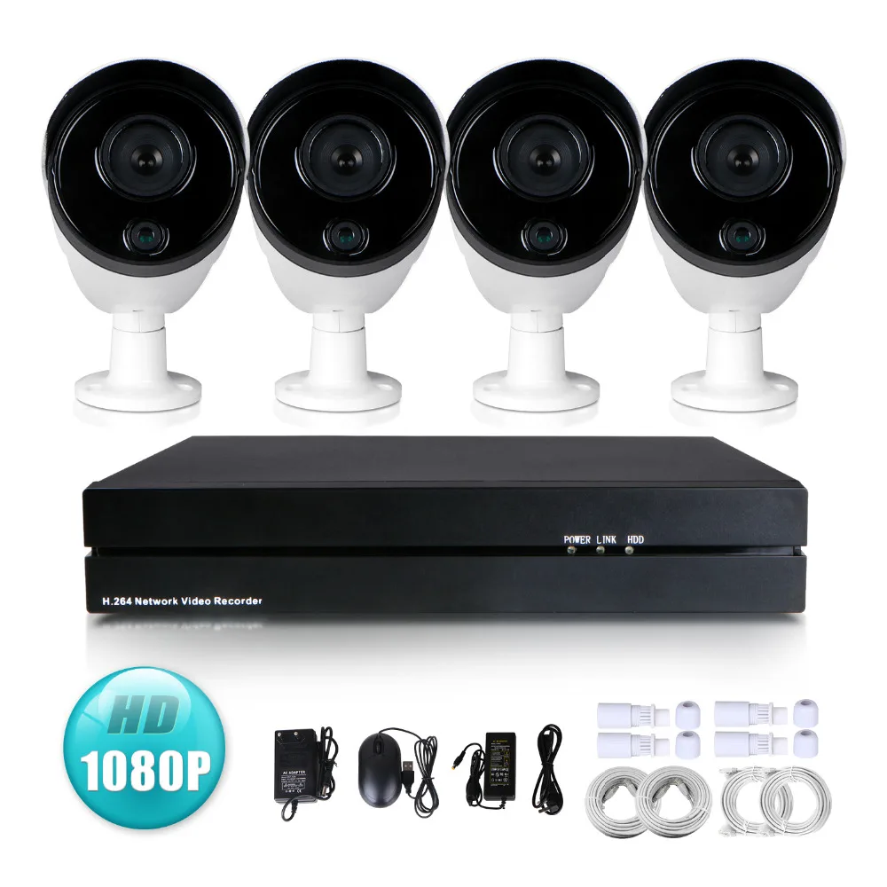 1/2.8 CMOS 4CH H.264 NVR 1080P PoE Network IR Cut Outdoor CCTV Security ...
