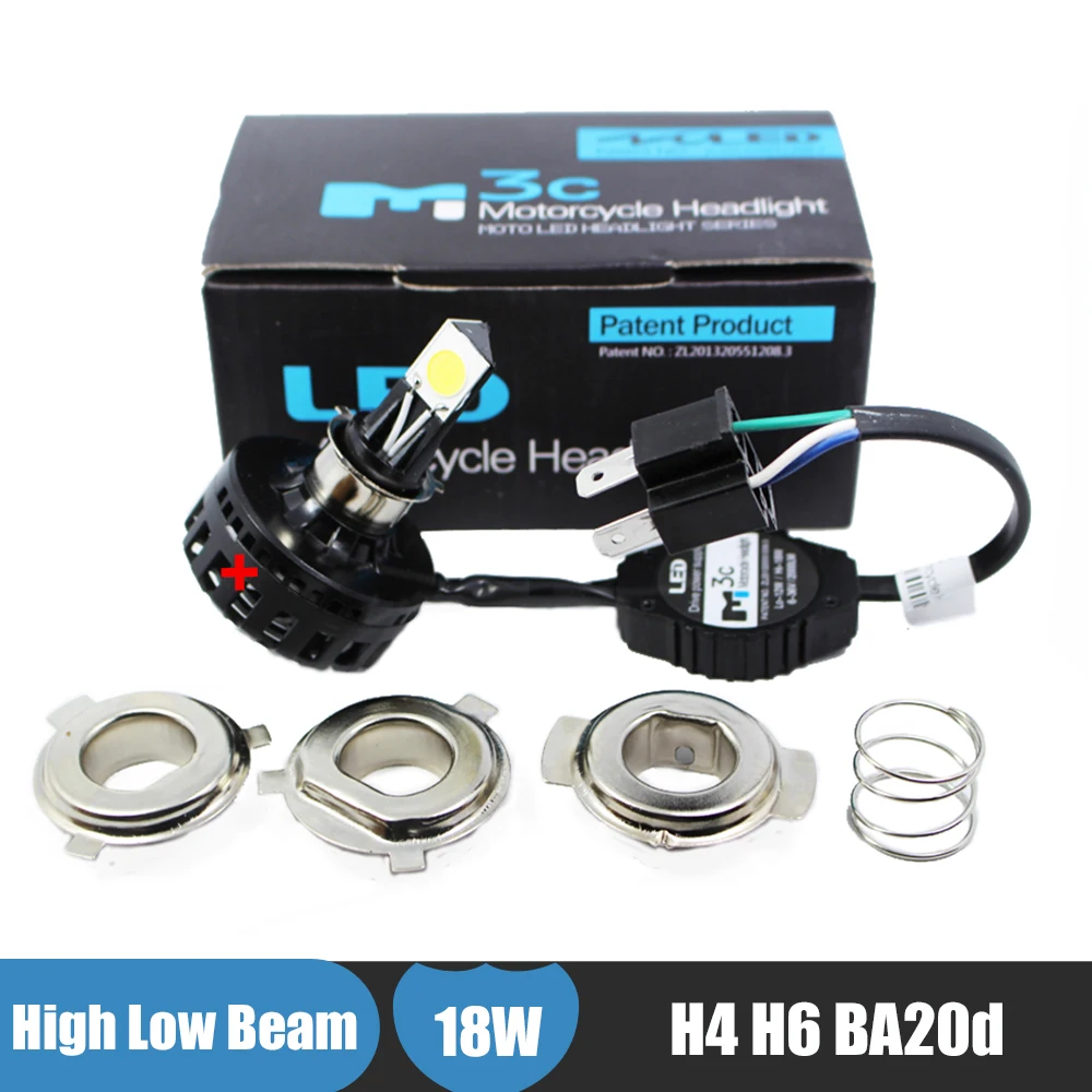H4 H6 BA20D LED Motorcycle Headlight Bulb 12v High Low Beam Fog Light ...