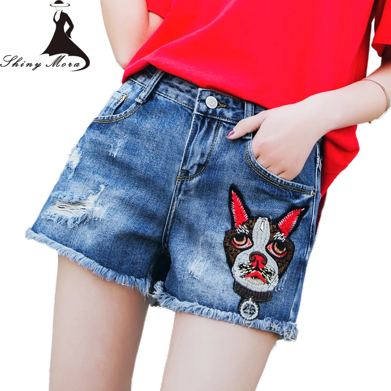 SHINYMORA Summer New Fashion Embroidery Jeans Shorts for Women Mid ...