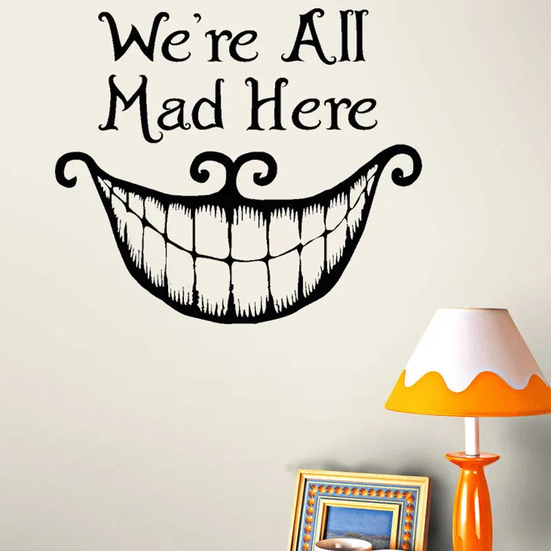 Hot Sale New Cartoon DIY Cheshire Cat Smile Wall Stickers For Kids hot-sale-new-cartoon-diy-cheshire-cat-smile-wall-stickers-for-kids