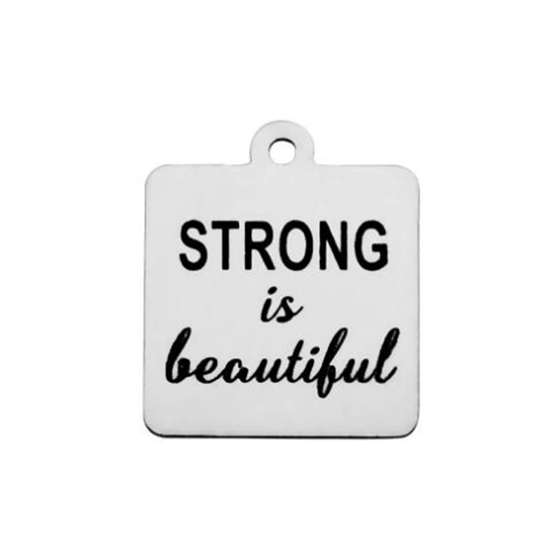 Stainless Steel 18*21mm Necklace Pendant Strong Is Beautiful Charms ...