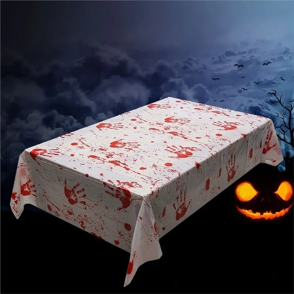 130x260cm Blood Handprint Tablecloth For Halloween Table Cover Bloody ...