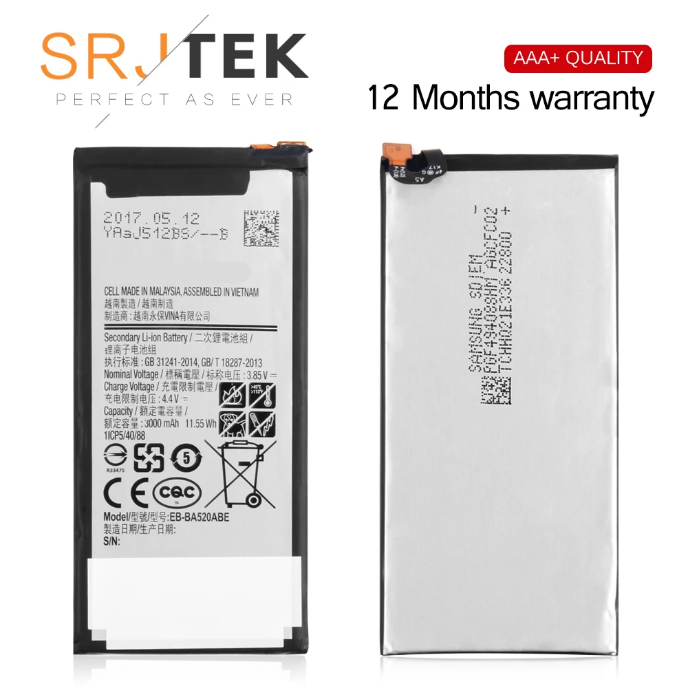 Srjtek For Samsung Galaxy A5 2017 Battery Tool EB BA520ABE 3000mAh ...