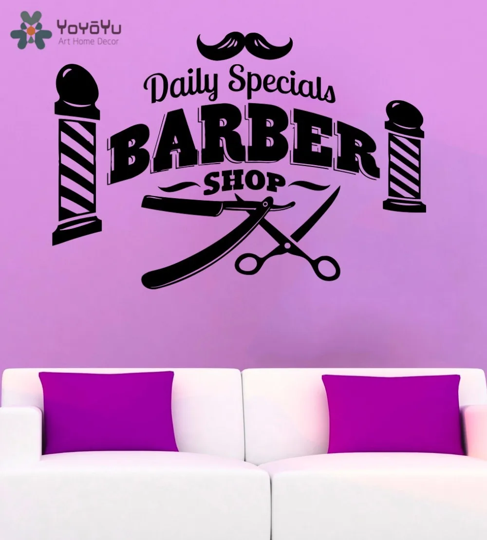 Yoyoyu Wall Decal Barber Shop Wall Sticker Man Beauty Salon Vinyl Art ...