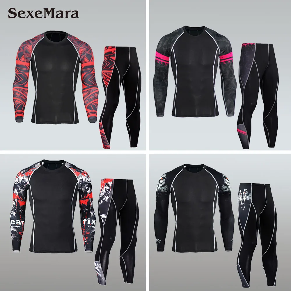 2020 NEW Men's Compression Set Running Tights Workout Fitness Training ...