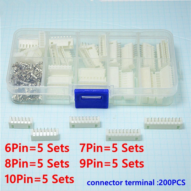 25 sets Kit in box 6p 7p 8p 9p 10 pin 2.54mm Pitch Terminal / Housing ...