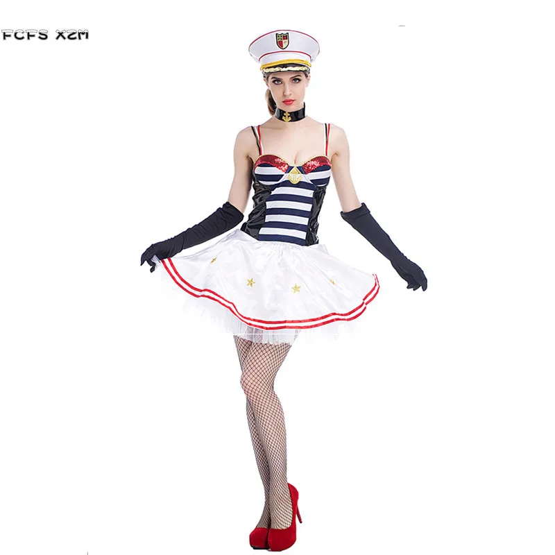 Sexy Woman Navy Uniform Cosplay Halloween Sailor Costume Female Role