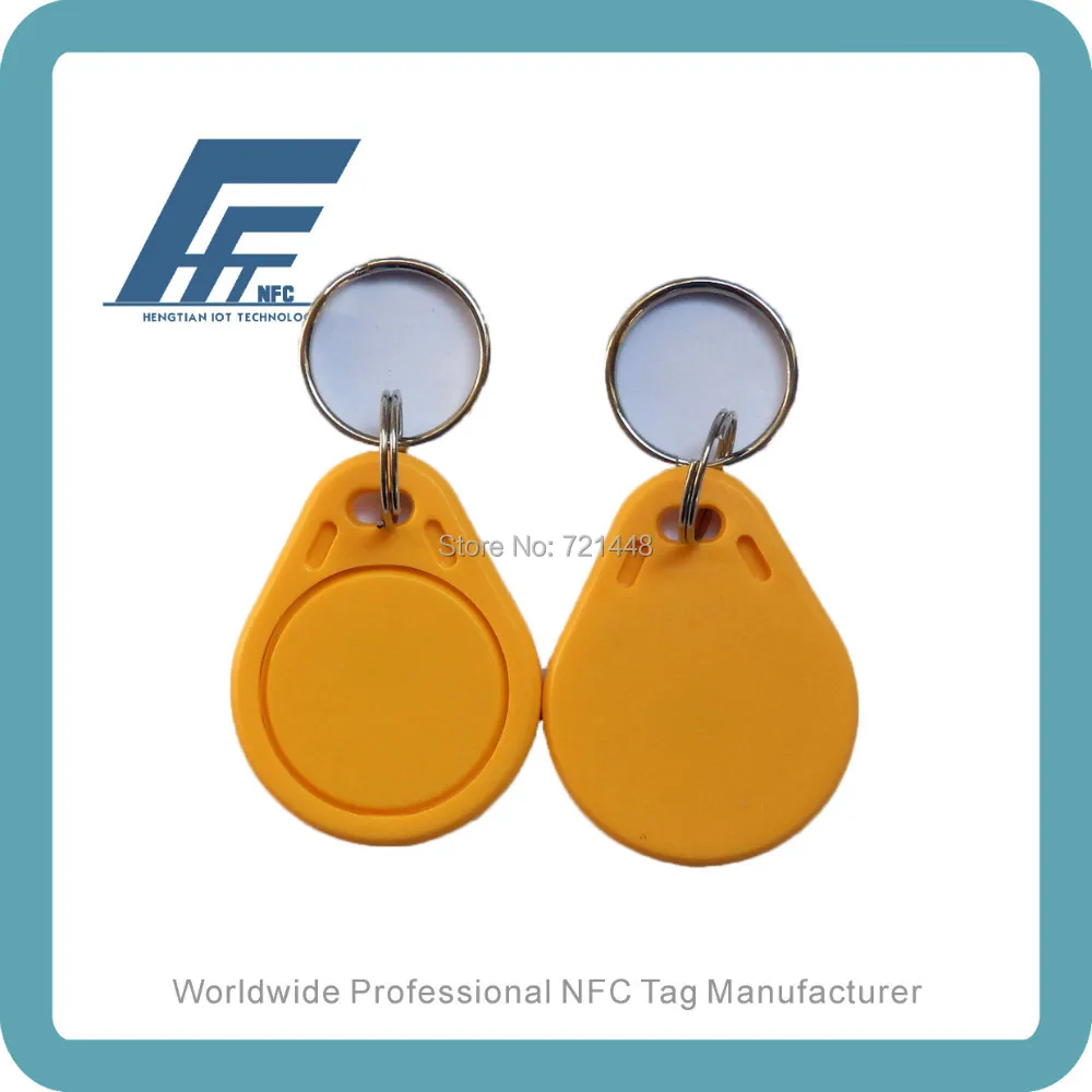 100pcs Rfid Keyfob Tags 13.56mhz Yellow Key Fob Available For All Nfc ...