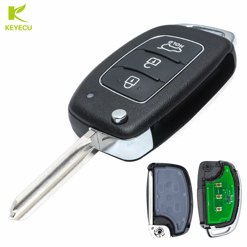 KEYECU 3 Button Replacement Folding Remote Key Fob 433MHz ID46 for ...