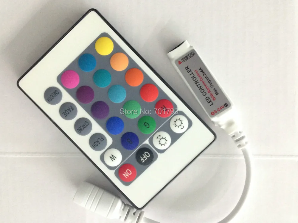 MINI RGB RF controller with 24key RF remote;DC5 24V input;4A*3CH output ...