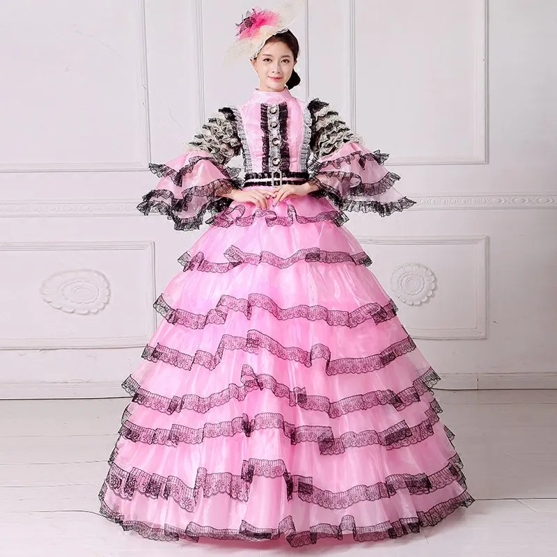 Pink Cake Medieval Gowns Victorian Theater Dress Pricess Ball Gown ...