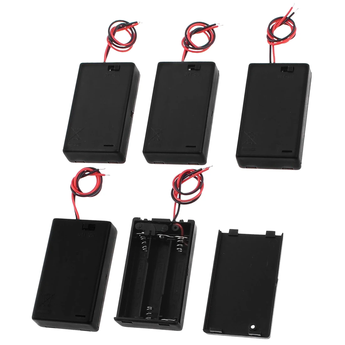 5 Pcs Rectangle Double Wire 3x1.5V AAA Battery Cases Holders w Cover ...