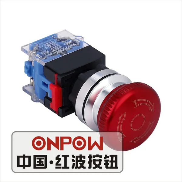 ONPOW-30mm-1NO1NC-2NO2NC-Red-aluminium-Push-down-lock-release-return ...