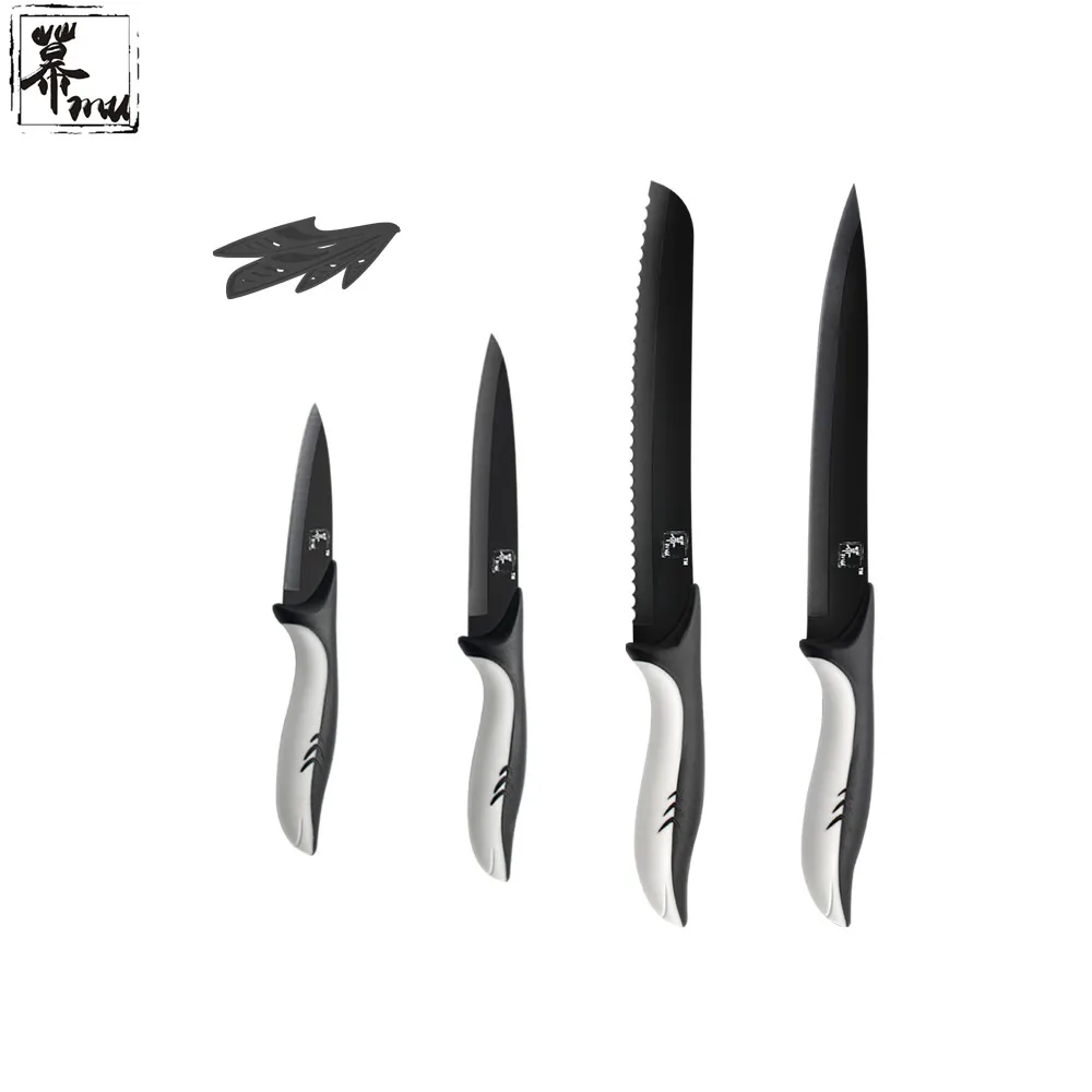 MU Brand Sharp Kitchen Knife Set 8+8+5+3.5 Inch Slicing Bread Utiltiy ...