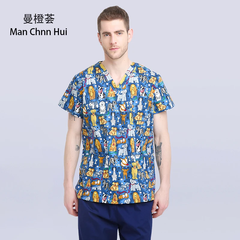 Veterinary Workwear Puppy Pattern Printing Surgical Gown Medical ...