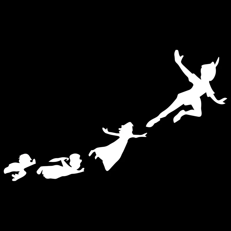 Peter Pan And Kids Flying Silhouette