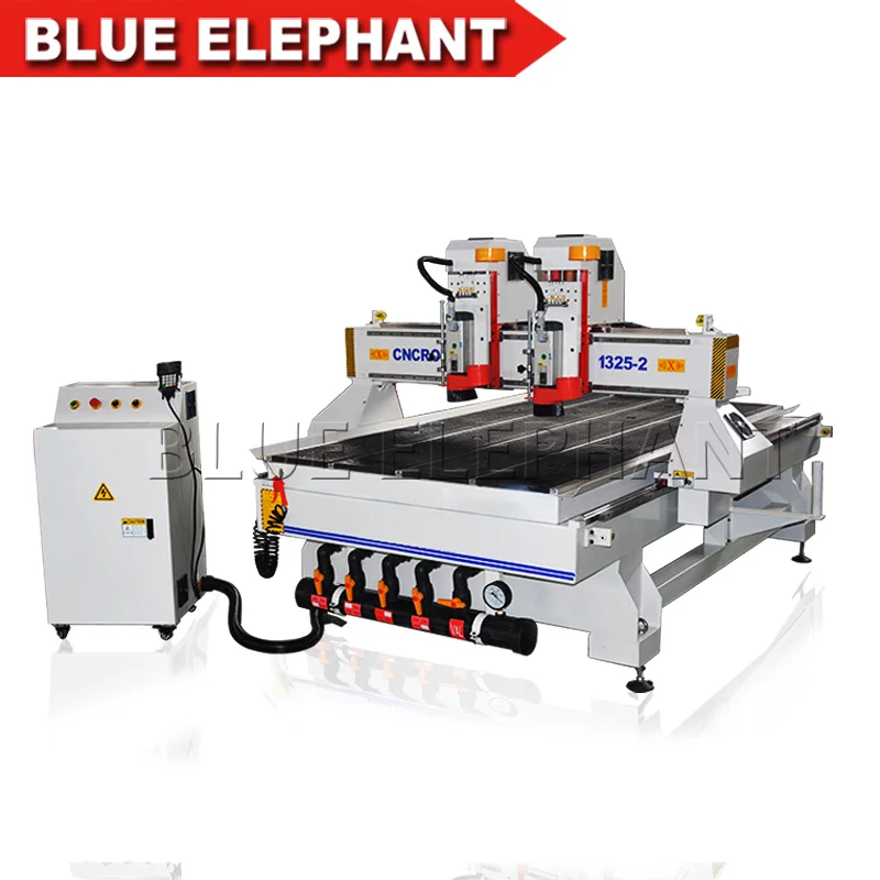 Two head multi heads wood cnc router machine 1325 380V (can adjusted ...