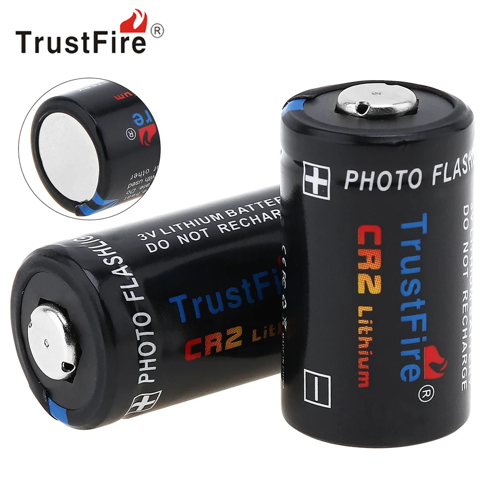 2pcs/lot TrustFire CR2 Battery 3V 750mAh CR 2 Lithium Battery with ...