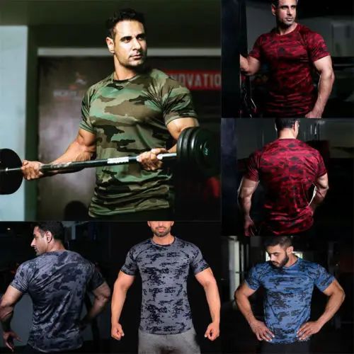Summer Men Camouflage Sport T Shirt 2018 New Military Army Muscle Short ...