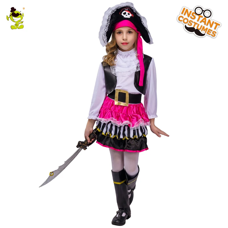 Kids Pink Pirate Halloween Costumes girls party cosplay costume for ...
