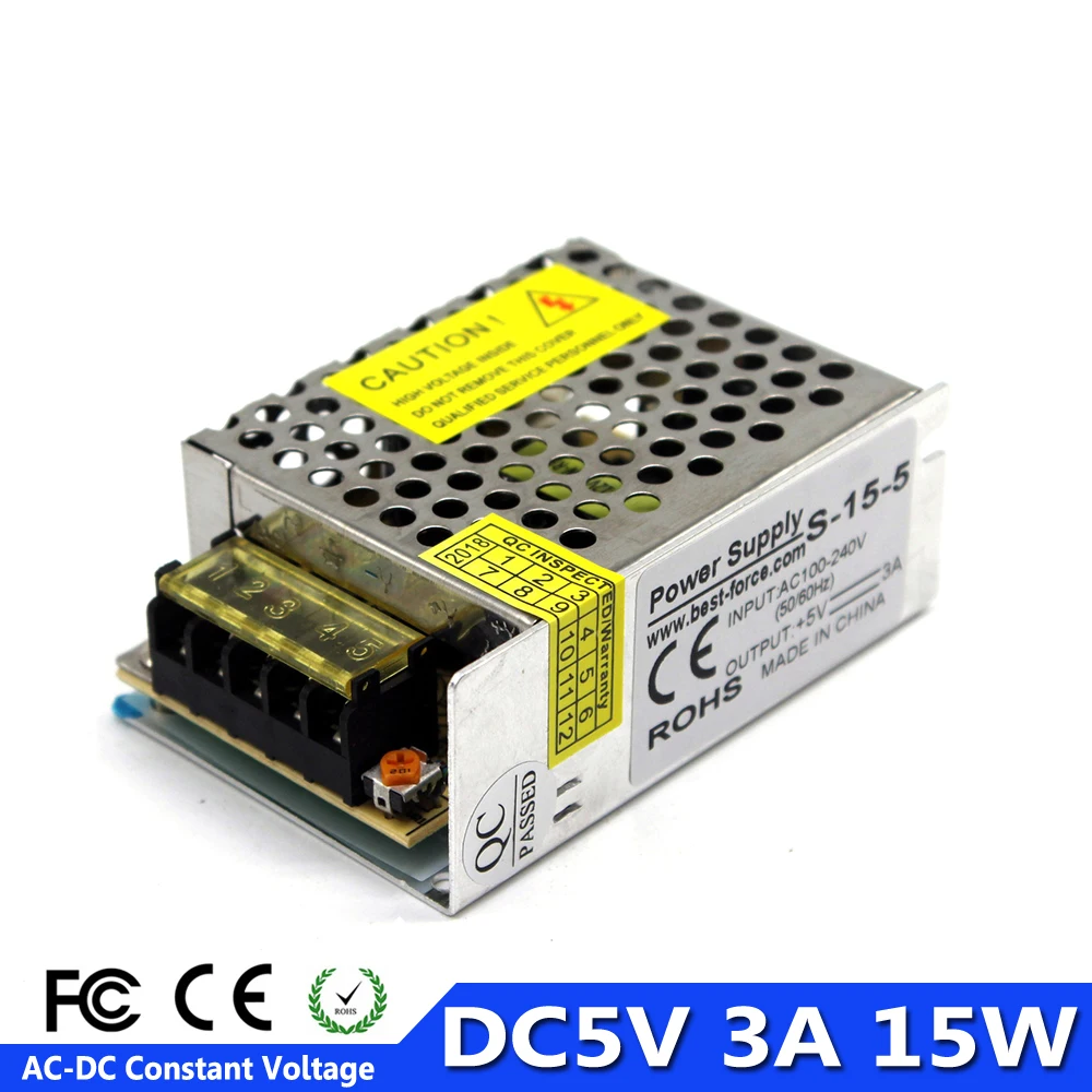 Single Output DC5V 3A 15W Switching Power Supply Transformer AC To DC ...