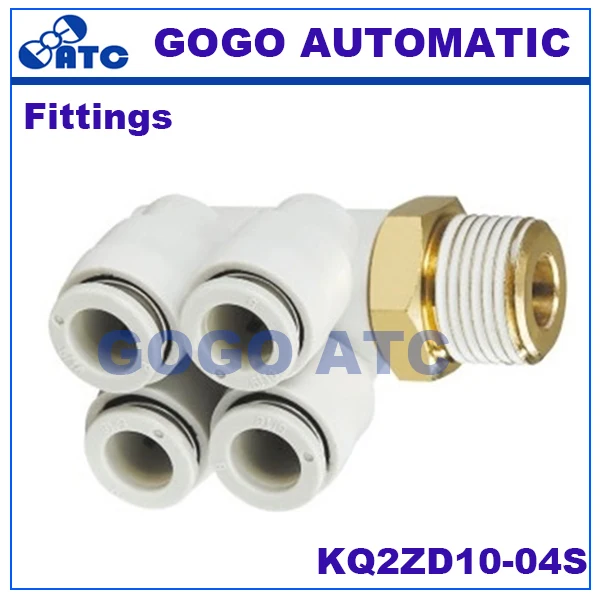 SMC type High quality fittings KQ2ZD10 04S O.D 10mm thread Rc 1/2 double branch universal male ...