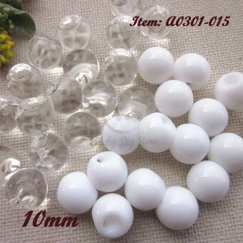60pcs 10mm high qulaity transparent /white ball buttons acrylic crystal ...