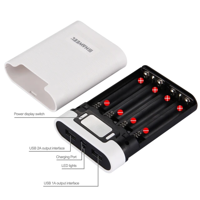 10000mAh Portable Battery Power Bank Shell Case 4x18650 DIY 5V 2A Dual ...