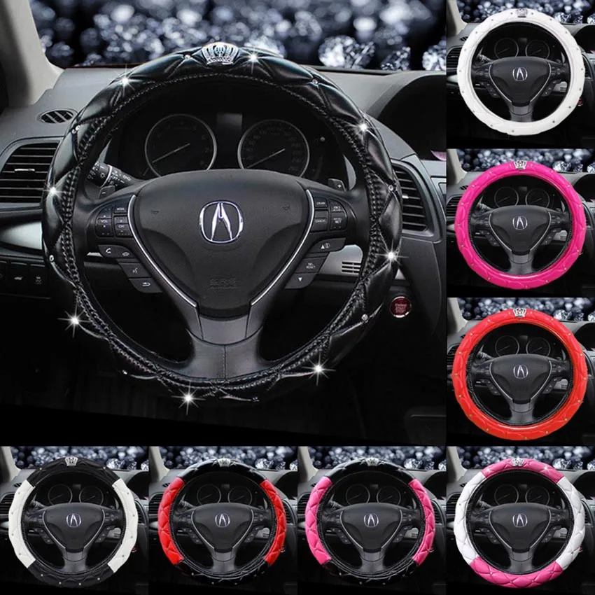 Bling Bling Full Sparkly Rhinestone Universal Leather Car Crown ...